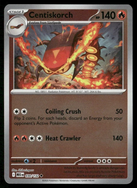 CENTISKORCH REVERSE HOLO Uncommon ME01: Mega Evolution 030/132 $2.79 ...