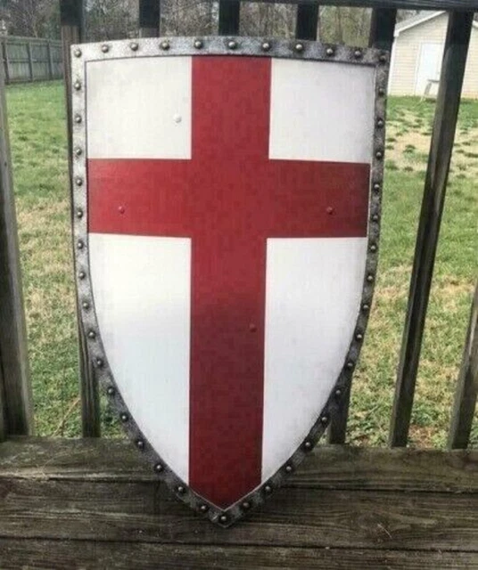 MEDIEVAL TEMPLAR RED Cross Shield Historical Warrior Shield Armor LARP ...