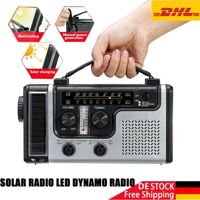 Weltempfänger Radio Degen DE13 Solar-Kurbelradio – FM/AM/SW Mit ...
