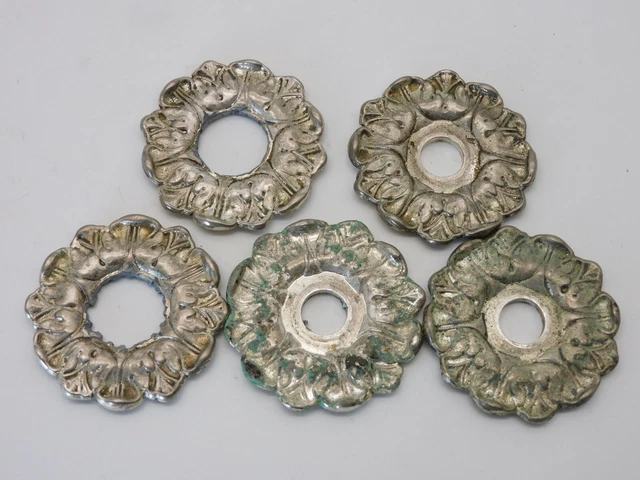 5 ANCIENNES COUPELLES /Bobeches En Metal Argente Diam 5.3 Cm E64 EUR 25 ...