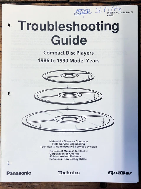 QUASAR / PANSONIC / Technics CD Player Troubleshooting Guide 1986-1990 ...