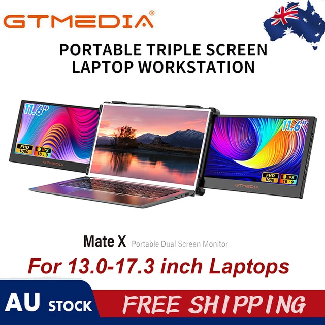 GTMEDIA DUAL PORTABLE Triple Fold 1080p IPS Monitor Screen Extender For ...