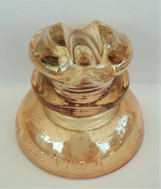 VINTAGE CORNING PYREX #662 MARIGOLD CARNIVAL GLASS INSULATOR Saddle ...