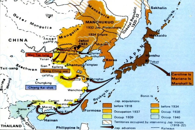 1941 WW2 JAPAN JAPANESE OCCUPATION MAP ASIA PACIFIC WAR USA AMERICA II ...
