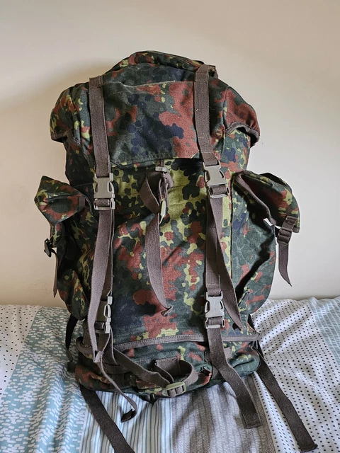 BUNDESWEHR BW GERMAN Army Combat 65L Flecktarn Rucksack + Sleeping Mat ...