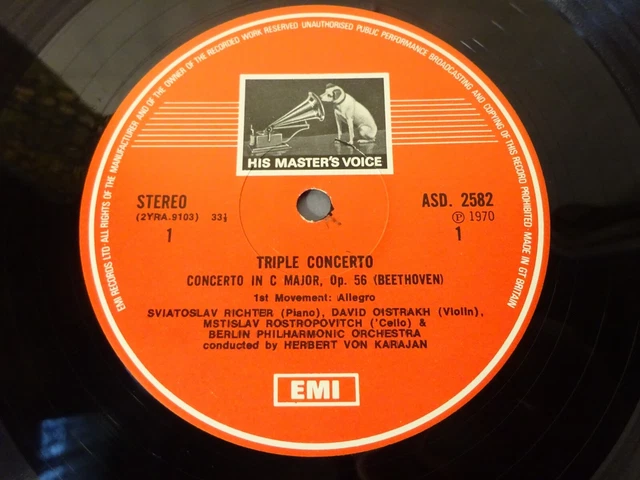 BEETHOVEN - TRIPLE CONCERTO LP, Richter, Oistrakh, Rostropovich, EMI ASD 2582 EUR 4,67 - PicClick IT