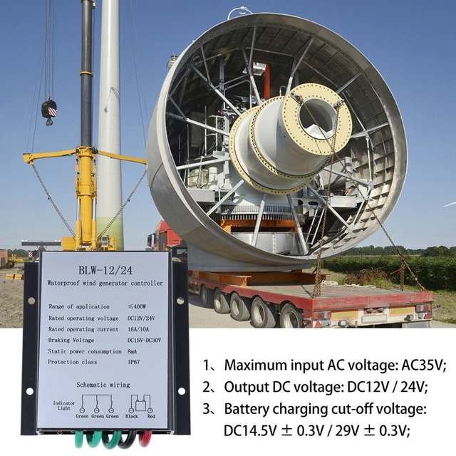 ADAPTABLE WIND TURBINE Regulator Automatically Adjusts to 12V/24V 400W ...