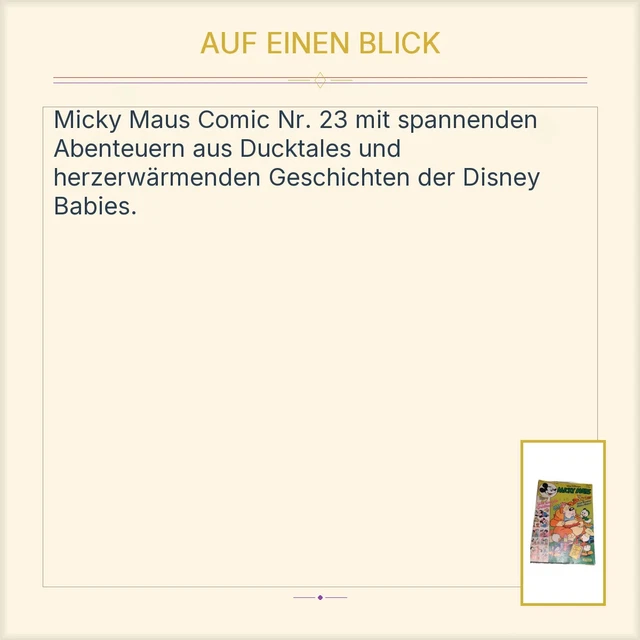 MICKY MAUS COMIC Nr. 23 Walt Disney Ehapa Ducktales Disney Babies ...
