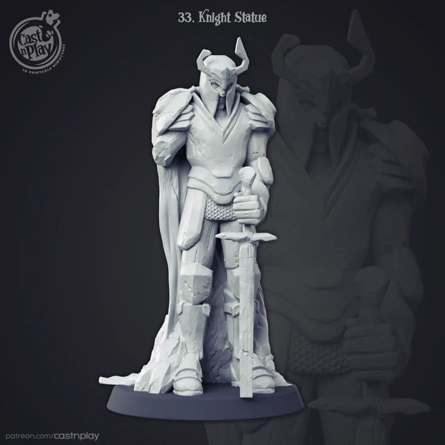KNIGHT STATUE DUNGEONS&DRAGONS Wargames Fantasy Pathfinder War Gaming ...