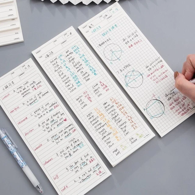 STATIONERY LONG NOTEPAD Non-sticky Writing Note Multi-functional Memo ...
