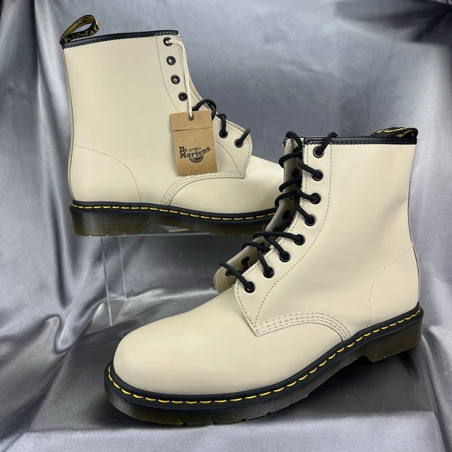 DR. MARTENS 1460 8-eye Boots Men's 14 Cream Smooth Leather 90's Grunge ...
