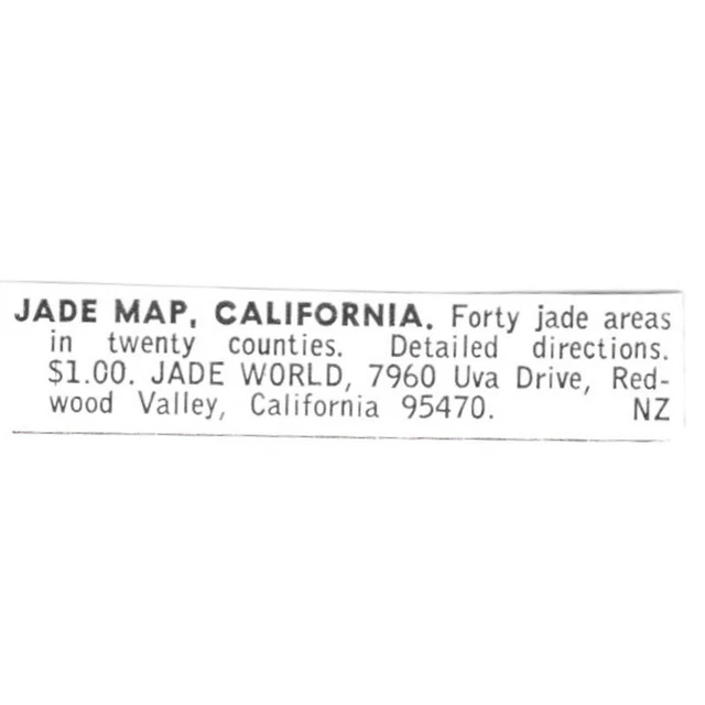 JADE WORLD - Jade Map Redwood California 1972 Ad AF8-S8 $27.00 - PicClick
