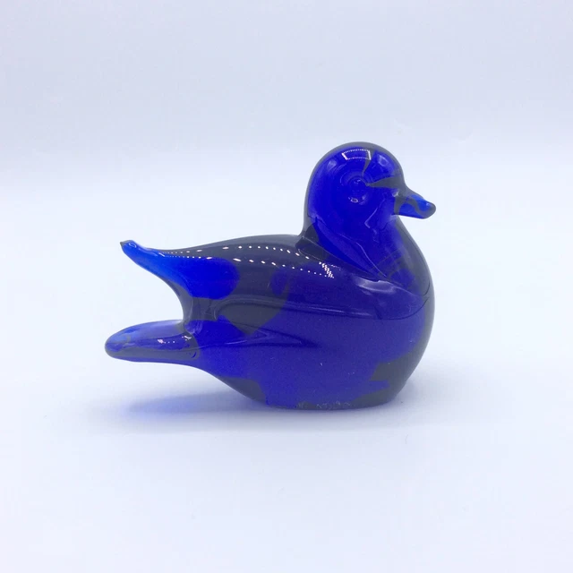 FIGURINE CANARD EN verre soufflé coloré bleu signé V. Nason & C. Murano ...