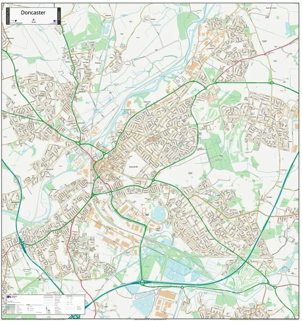 WALL MAP OF Doncaster - Street Map. Doncaster Wall Map - Paper Edition ...