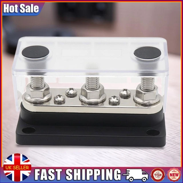 300A BUS BAR 48V Bus Bar Box 3/8 Studs 3+4 Way for RV Marine Boat ...