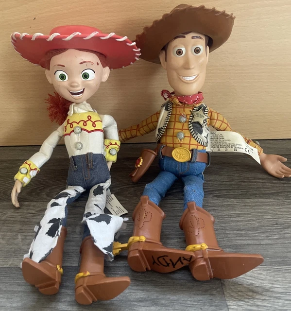 DISNEY TOY STORY Woody And Jessie Pull String Talking Dolls Hats 14 ...