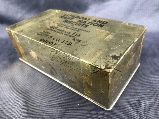 VINTAGE LIFEBOAT & Raft Ration Biscuits 1 Lb. Tin (Unopened) - Carr ...