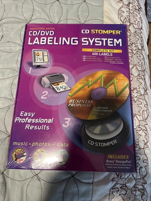 CD STOMPER PROFESSIONAL CD/DVD Labeling System, Software, 600 Labels ...