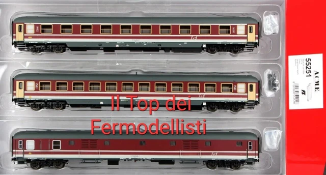 ACME 55251, FS Set "Espresso" n°3 carrozze Tipo UIC-X con carrozza ...