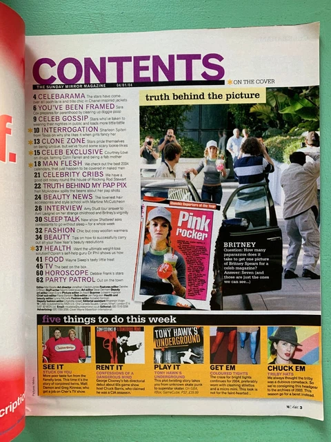 M CELEBS MAG 4-Jan-2004 SHARLEEN SPITERI Amy Studt Courtney Love Nell ...