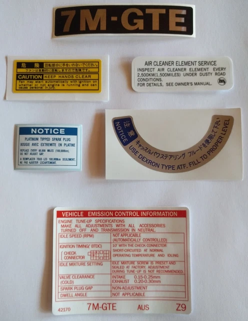 TOYOTA 7MGTE DECAL Set 1 Supra MK3 MA70 MA71 Turbo A 7M-GTE $73.50 ...