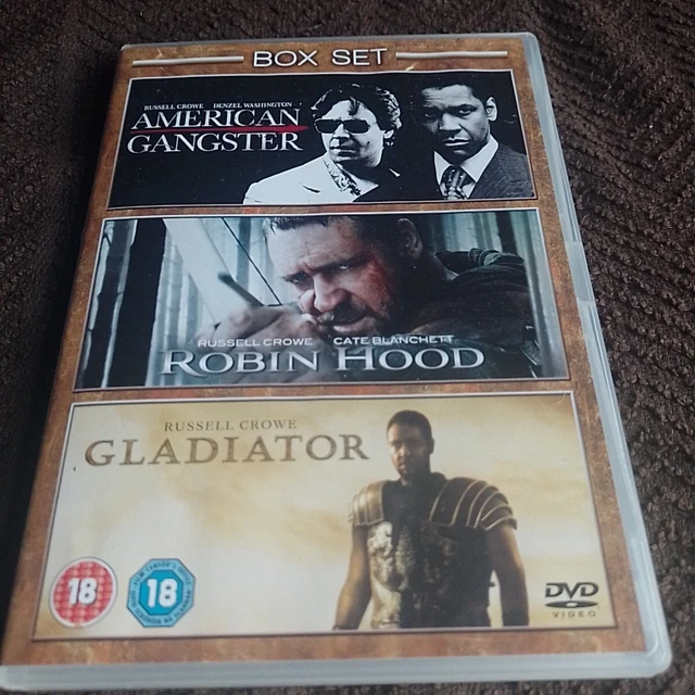 GLADIATOR / ROBIN Hood / American Gangster Triple DVD Russell Crowe Ridley Scott £3.79 - PicClick UK