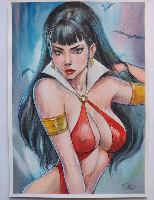 SEXY VAMPIRELLA 8X12 Original Comic Art Pinup Painting by Sheludchenko Samsonov £69.84 - PicClick UK