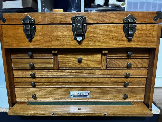 VINTAGE H. GERSTNER & Son 8 Drawers Oak Machinist Chest Tool Box Model ...