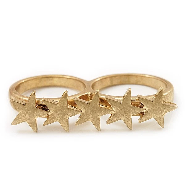 GOLD PLATED DOUBLE Finger 'Five Star' Ring - Size 7&8 £10.90 - PicClick UK