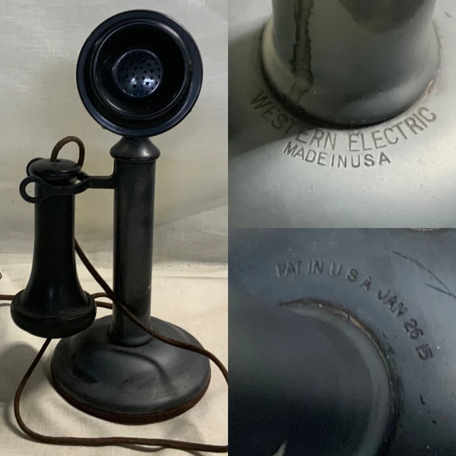 ANTIQUE WESTERN ELECTRIC GRAY CANDLESTICK PHONE: Pat. Jan. 26, 1915 £ ...