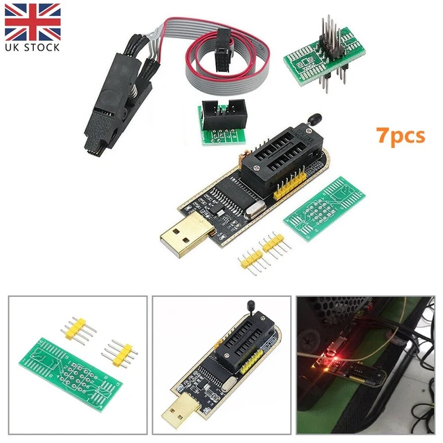 CH341A PROGRAMMER USB Eeprom Flasher Adapters for SOIC8 BIOS /24/25 ...