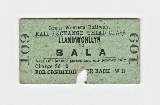 GREAT WESTERN RAILWAY Ticket Llanuwchllyn to Bala 1948 £3.99 - PicClick UK