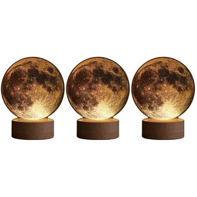 3D PRINTED LED Moon Lamp LED Night Light USB Charging Desk Lamp for ...