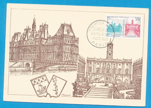 F9969 - TIMBRE de FRANCE - Une Carte 1er Jour Jumelage Paris-Rome de 1958 EUR 1,40 - PicClick FR