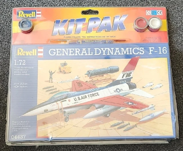 RARE MIB REVELL 1:72 Scale General Dynamics F-16 04437 Kit-Pak Sealed ...