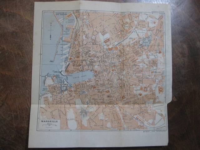 STAMPA ANTICA MAPPA ANTIQUE OLD PRINT GRAVURE MAP MARSEILLE FRANCE 1938 ...