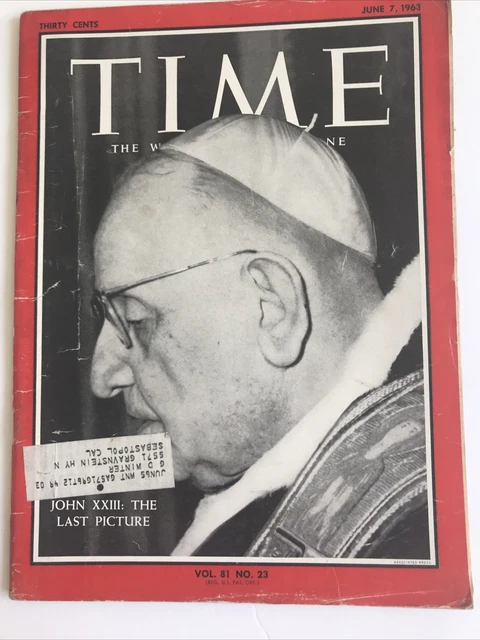 TIME MAGAZINE JUNE 1963 Pope John XXIII The Last Picture (B) O £39.47 ...