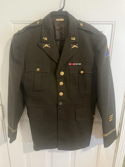WWII US ARMY Armored Officers Dress Uniform Jacket Named & Dated 1942 ...