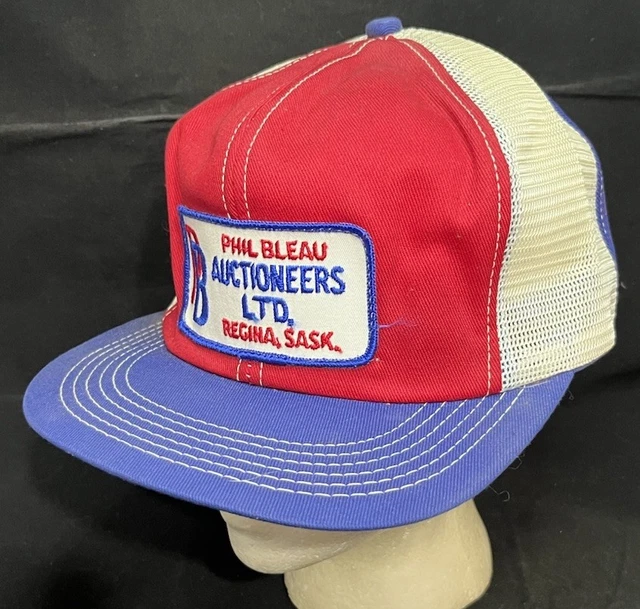 VTG PHIL BLEAU Auctioneers LTD Mesh Trucker Snapback Hat Patch Logo K ...