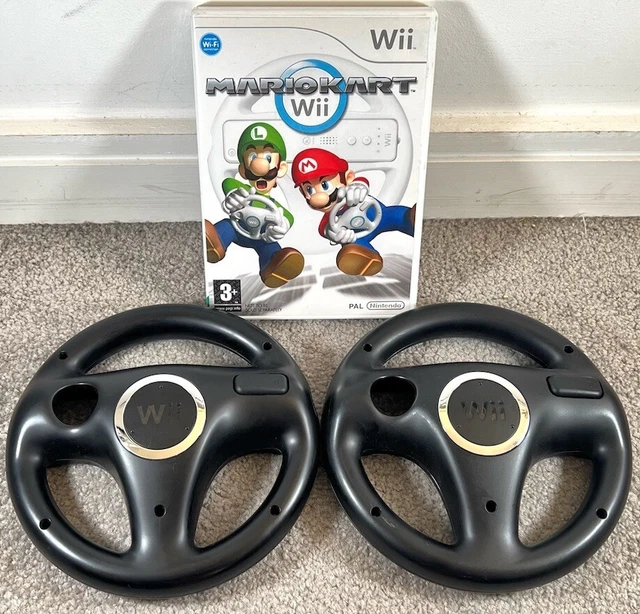 *MARIO KART - Nintendo Wii Racing Fun Family Game + 2 Black Steering ...