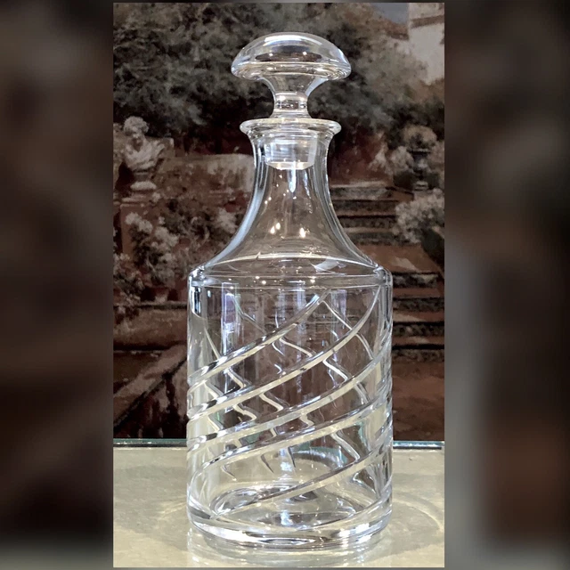 ELEGANT DECANTER CUT Glass Swirl Cut Vintage Barware Clear Glass ...