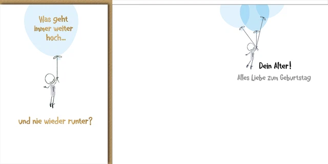 GEBURTSTAG GLÜCKWUNSCHKARTE MIT Briefumschlag Was geht immer weiter ...