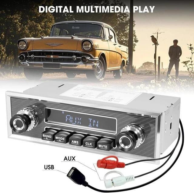 BLUETOOTH RETRO RADIO for Classic Vehicles: Single Din Vintage Stereo ...