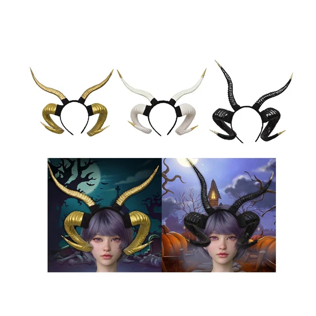 DEVIL SHEEP HORN Headband Gothic Headpiece Headwear Hair Accessory for ...