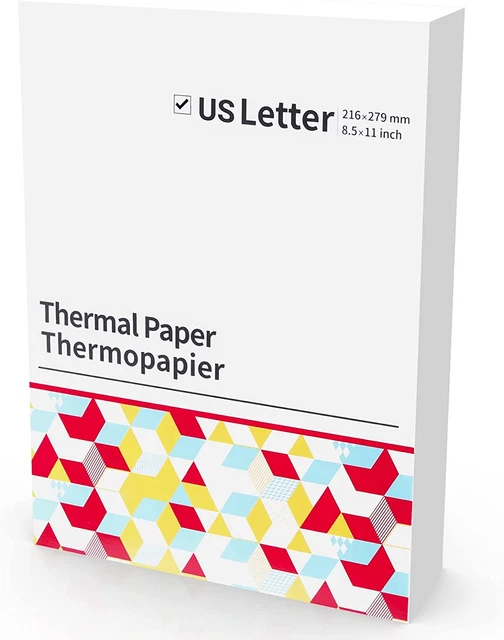 THERMAL PRINTER PAPER 8.5 X 11 US Letter Size Office White Paper 100 ...