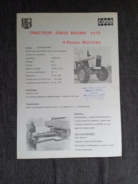 PROSPECTUS BROCHURE TRACTEUR david brown case publicité renault ford EUR 22,50 - PicClick FR