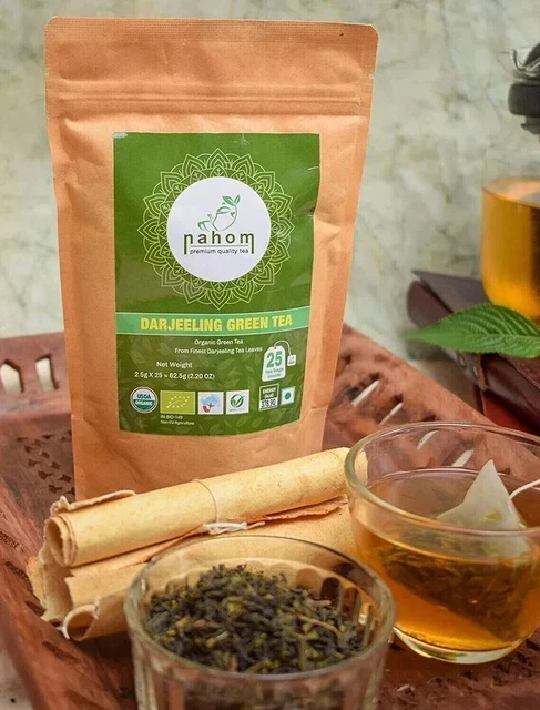 NAHOM ORGANIC DARJEELING Green Tea 25 Tea Bags Free Shipping World Wide ...
