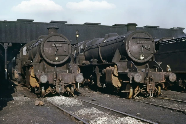 BRITISH RAIL LMS Moguls 42967/42955 Heaton Mersey Shed 08/08/65 Rail ...