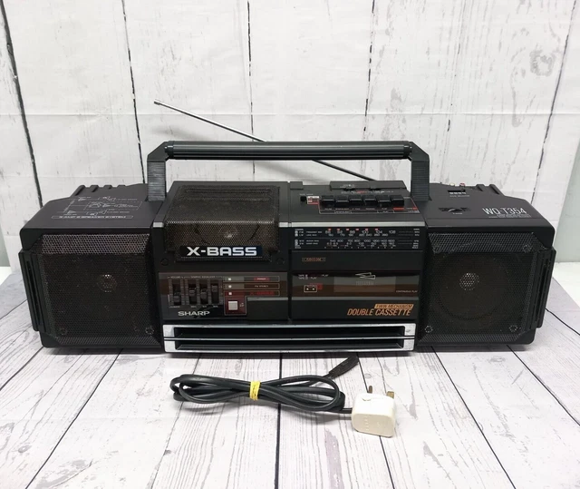 80S RADIO CASSETTE Player Boombox Sharp WQ-T354 Twin deck X BASS Ghetto ...