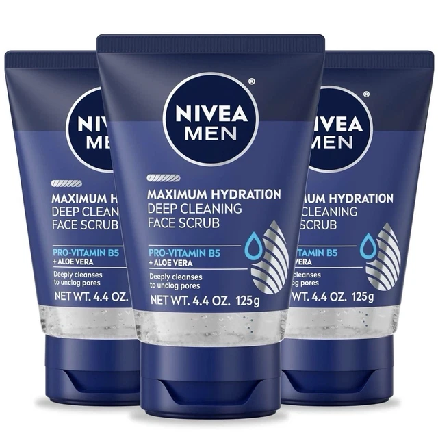 NIVEA MEN MAXIMUM Hydration Cleaning Face Scrub Aloe Vera, & B5 3 Pack ...